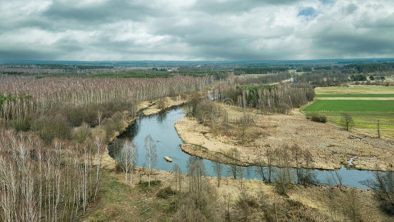Widawka River in Spring Day, Poland. Stock Photo - Image of embankment ...