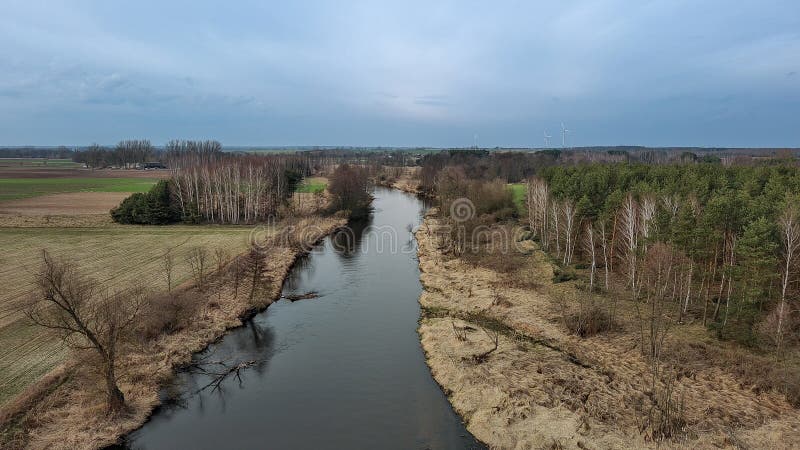 Widawka River in Spring Day, Poland. Stock Image - Image of water ...
