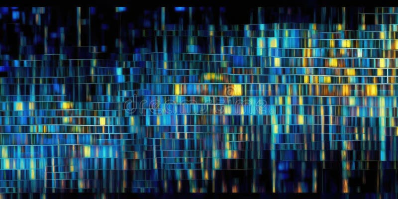 Wide Abstract Background with Blue and Yellow Pixels, Big Data ...