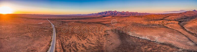 Aerial Panorama of Flinders Ranges at Sunset. Stock Image - Image of ...