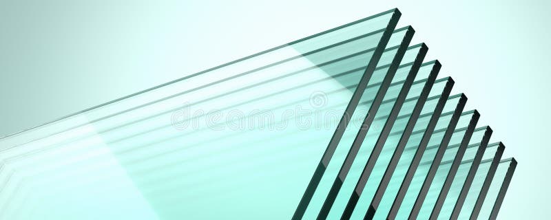 Wide Angle Abstract Background with Stack of Flat Green Glass. Copy ...