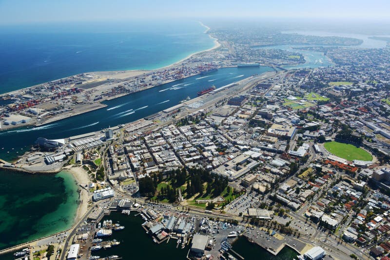 Wide Angle Aerial Image of Perth, Australia Stock Photo - Image of west ...