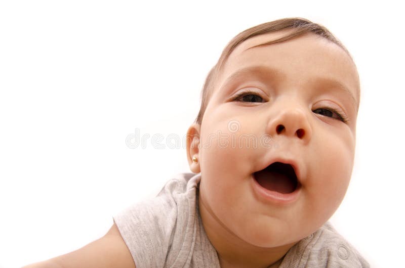 Wide angle baby portrait stock photo. Image of open, eyes - 34008634