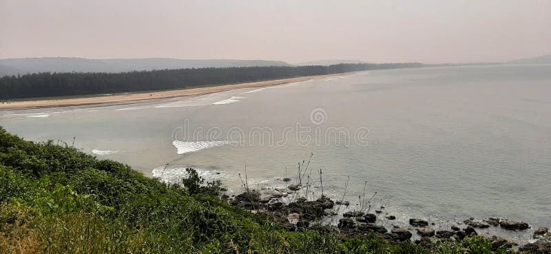 A Wide Angle of Beach and Waves Stock Image - Image of beach, wave ...
