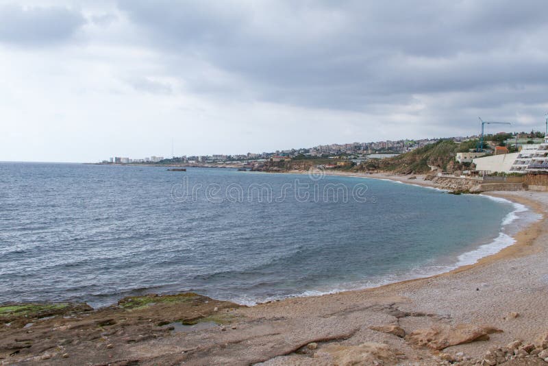 Jubail coast in lebanon stock photo. Image of ancient - 121230142