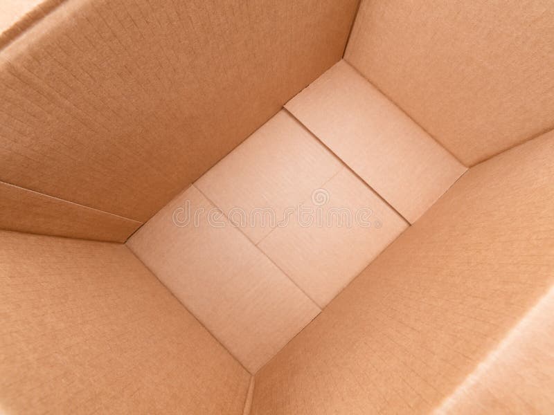 Wide Angle Diagonal View Inside Cardboard Box Stock Photo - Image of ...