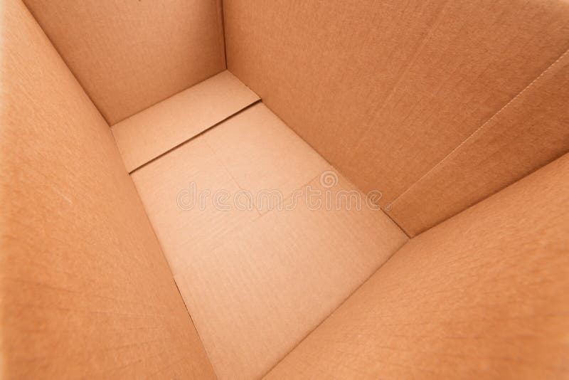Wide Angle Diagonal View Inside Cardboard Box Stock Image - Image of ...