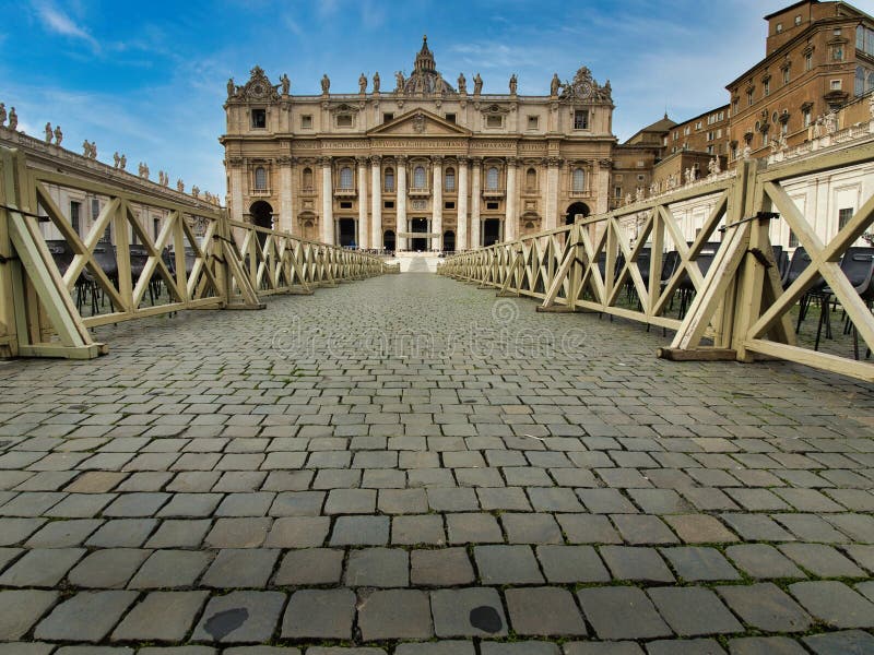 Wide Angle Front View of Saint Peter`s Basilica, Vatican Editorial ...