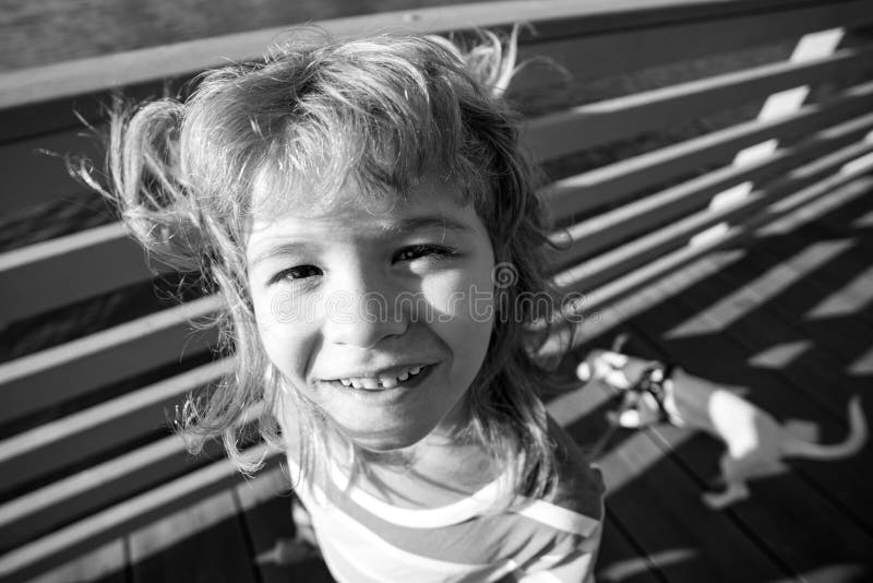 Wide Angle Happy Kids Face. Smiling Child. Stock Image - Image of ...