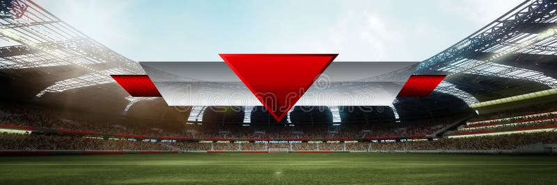 Wide-angle Image of Empty Soccer Stadium with Large, Abstract ...