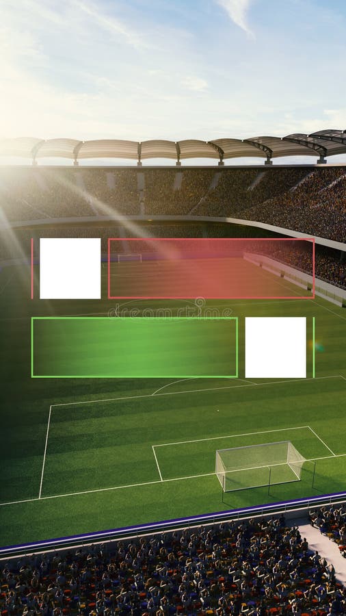 Wide-angle Image of Empty Stadium with Large, Scoreboard. 3D Render of ...