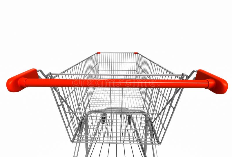 Rear View of Empty Shopping Cart Isolated on White Background Stock ...