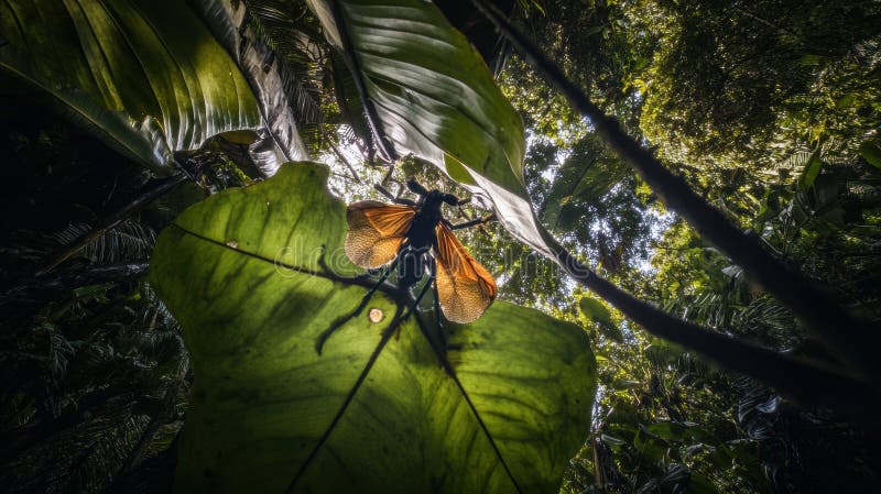 Wide Angle Insect Perspective in Lush Greenery Stock Illustration ...