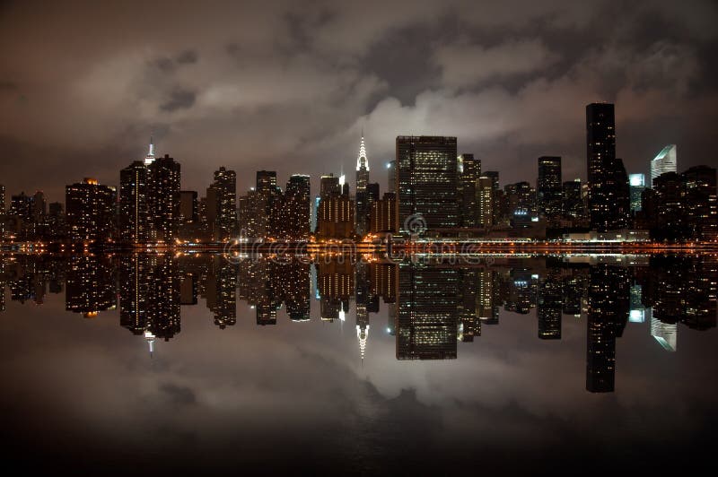 Wide Angle of New York Skyline Stock Photo - Image of window, river ...