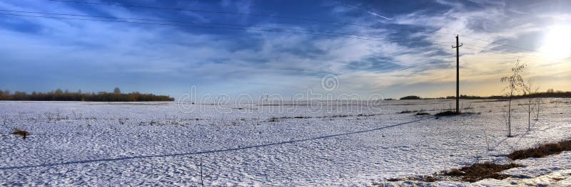 Wide-angle Panorama of the Snow Field Stock Photo - Image of distance ...