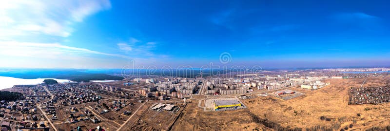 Wide-angle Panorama of Typical Provincial City in Russia. View from ...