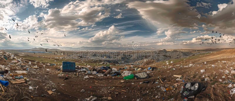 Waste Disposal Site Under Dramatic Sky Pollution Debris Stock Photos ...