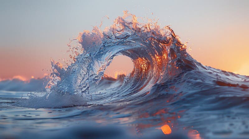 Wide Angle Photograph Wave Water Mid Splash, Creating Dramatic Arc ...