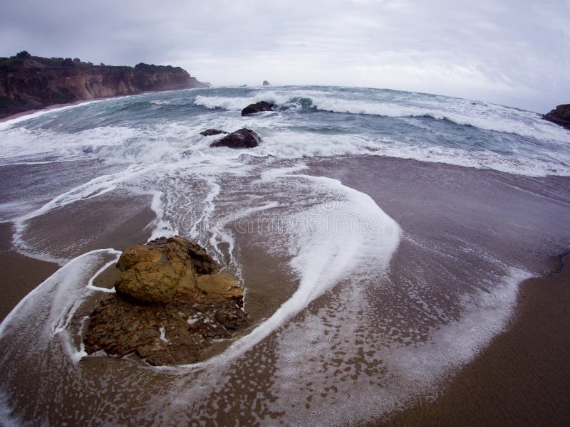 Wide angle seascape stock image. Image of distortion - 71440987