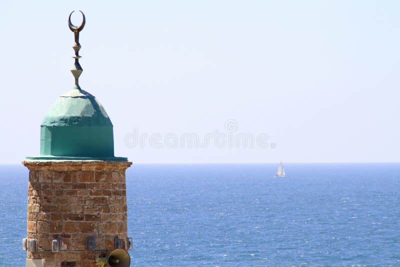 Wide Angle Shot of Aladdin Tower in Israel in Front of the Ocean Stock ...