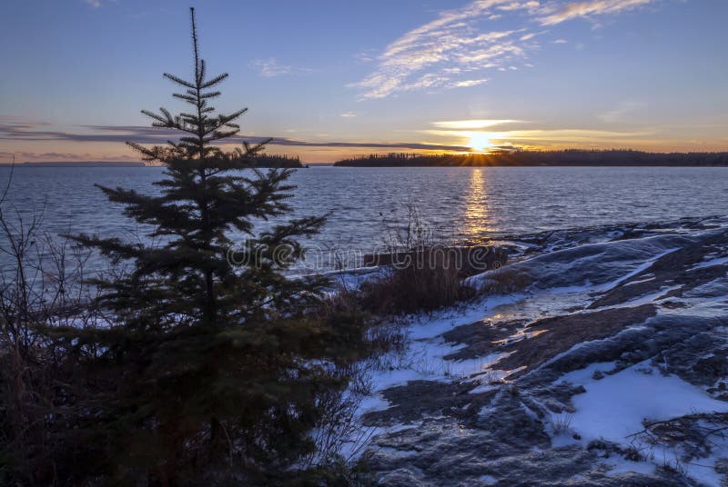 Wide Angle Shot of a Beach and the Ocean during a Sunset Stock Image ...