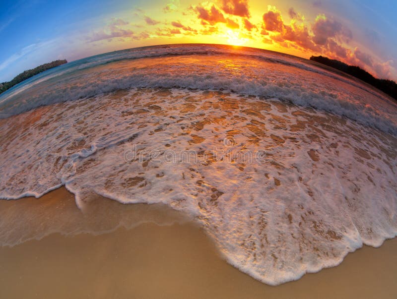Wide Angle Shot of Beach Sand on Sunset Stock Image - Image of vacation ...