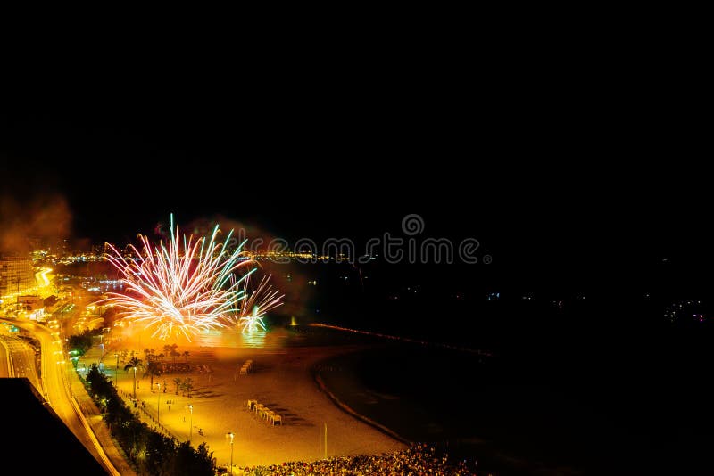 Wide Angle Shot of Bright Fireworks at Night - Great for Wallpapers and ...
