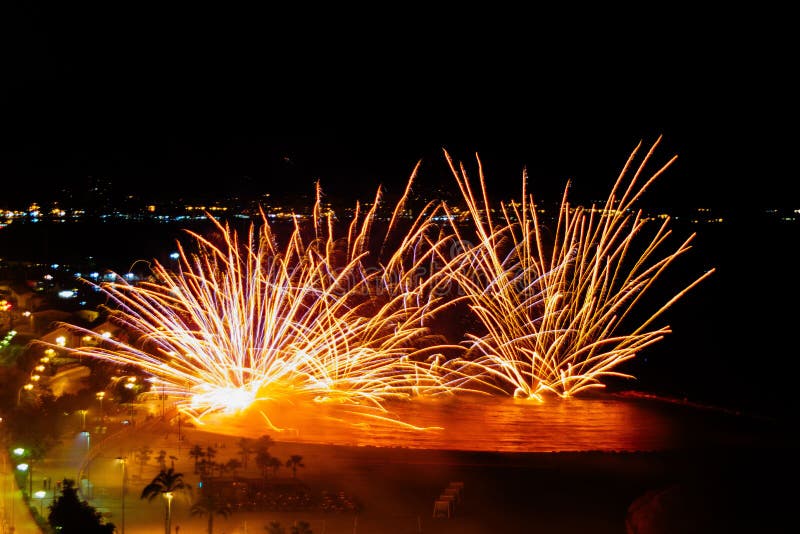 Wide Angle Shot of Bright Fireworks at Night - Great for Wallpapers and ...