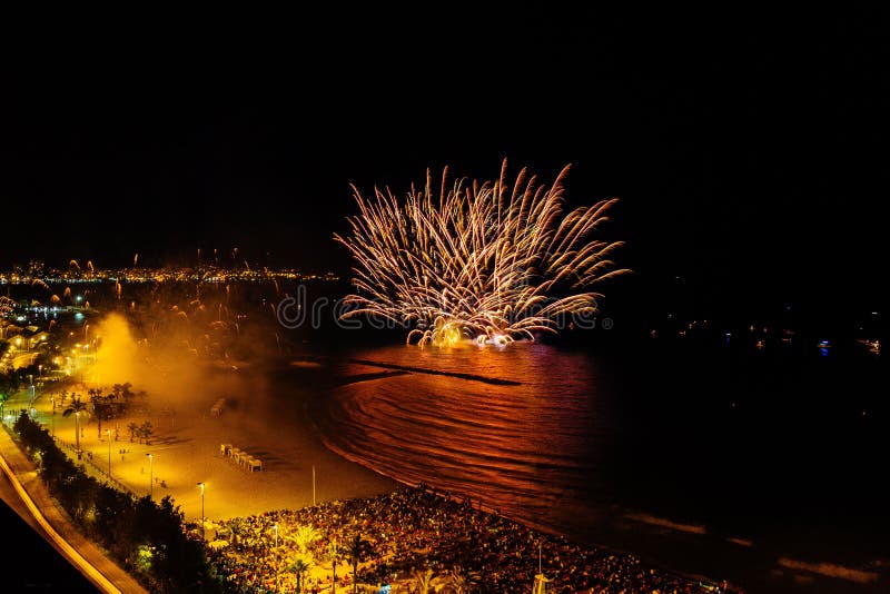 Wide Angle Shot of Bright Fireworks at Night - Great for Wallpapers and ...