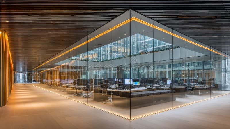 Wide Angle Shot Captures the Reflection of a Vibrant Sunset on Glass ...