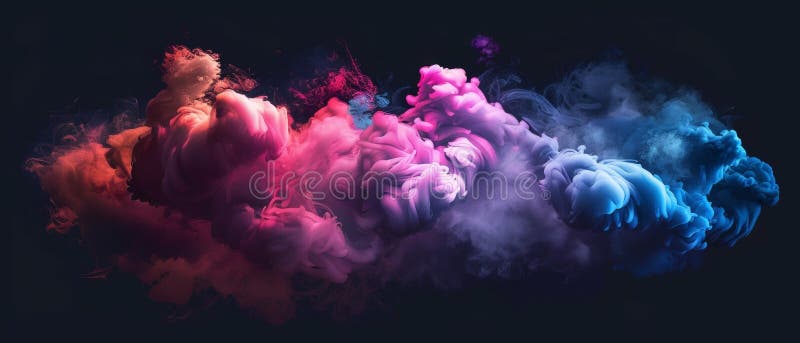 Wide Angle Shot Capturing Abstract Clouds of Smoke Colored in a Vivid ...