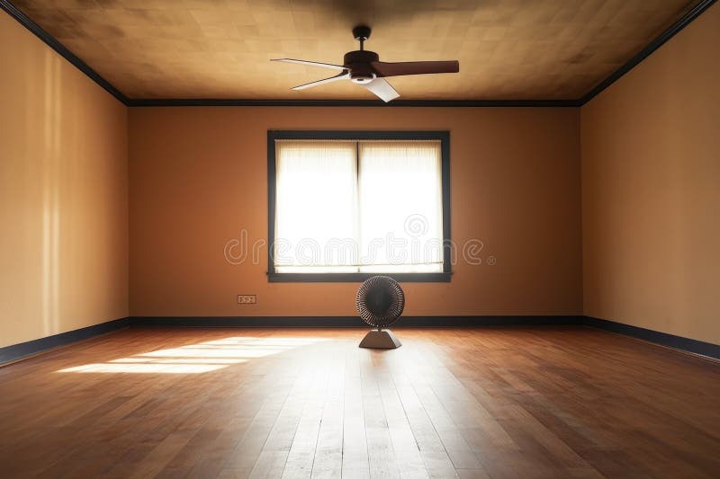 Wide Angle Shot of Clean Fan in a Minimalist Room Stock Illustration ...