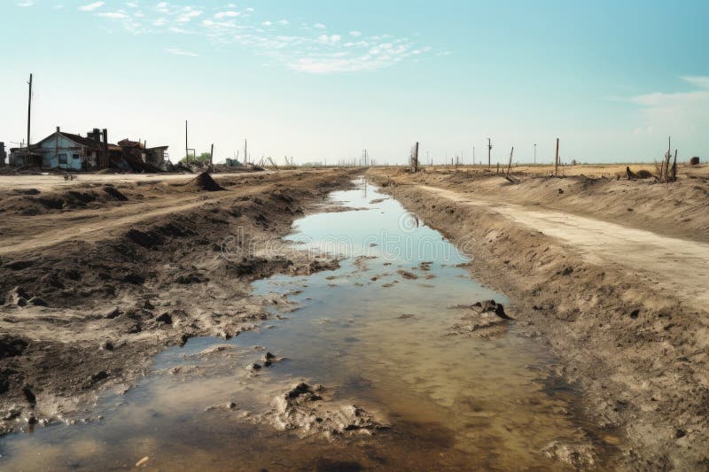 Wide-angle Shot of Desolate, Contaminated Land Area Stock Illustration ...