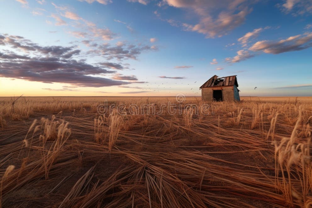 Wide-angle Shot of a Devastated Wheat Field Post-locust Attack Stock ...