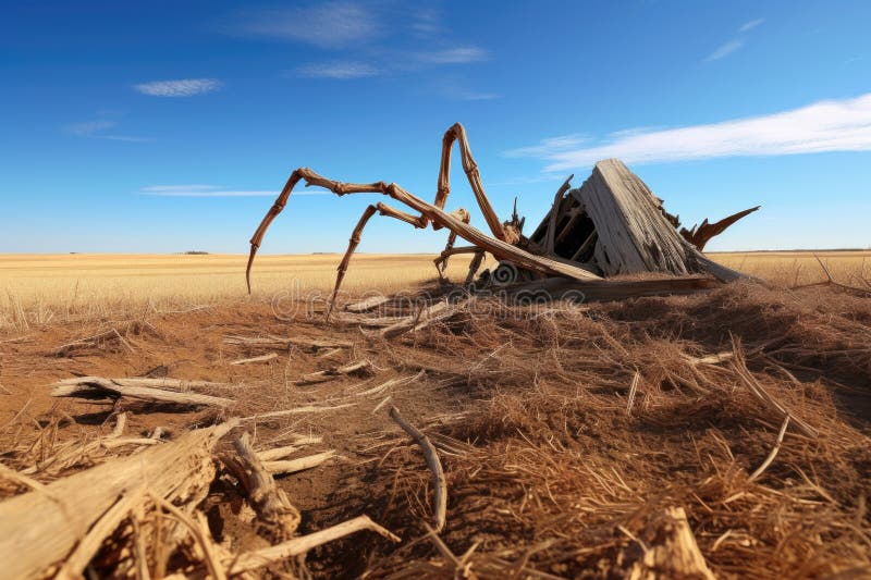 Wide-angle Shot of a Devastated Wheat Field Post-locust Attack Stock ...