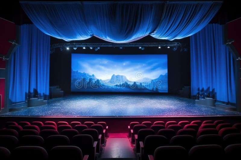 Wide Angle Shot of Dlp Projector Projecting on Large Screen Stock Photo ...