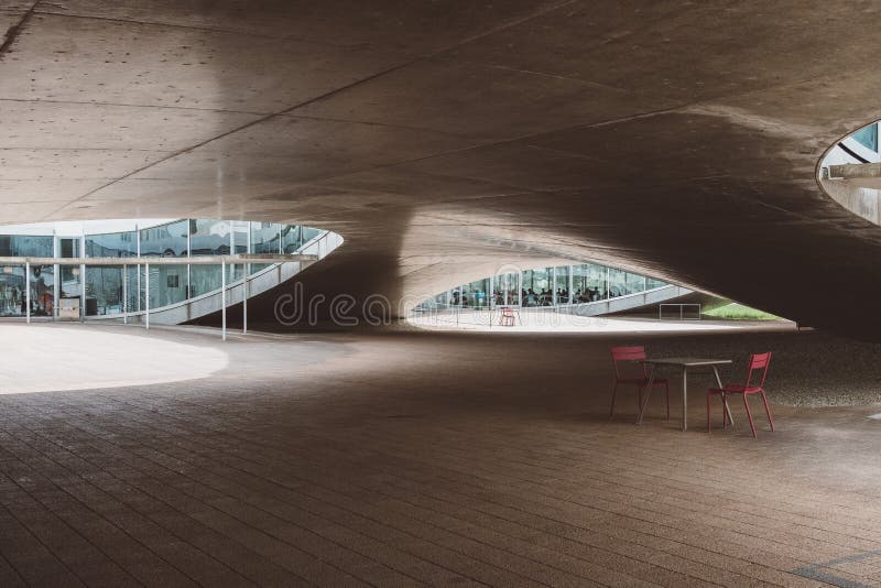 Wide Angle Shot of Empty Chairs and a Table Underground Stock Image ...