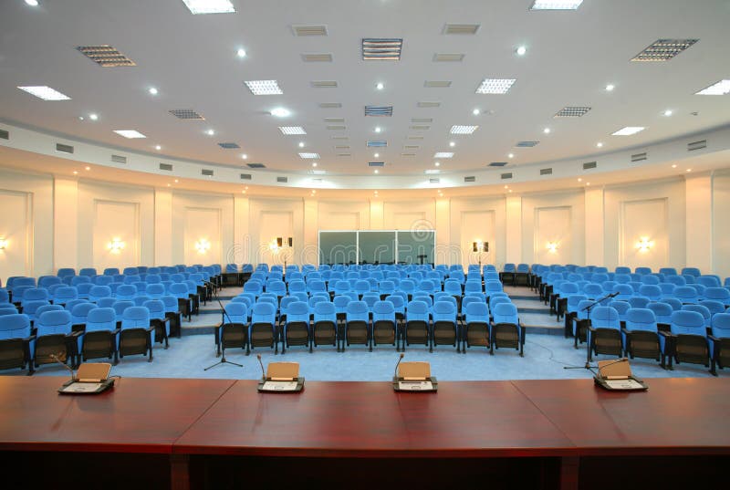 Wide Angle Shot of Empty Conference Room Stock Photo - Image of blue ...
