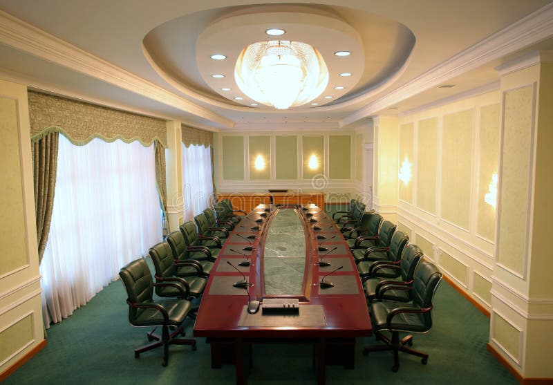 Wide Angle Shot of Empty Meeting Conference Room Stock Image - Image of ...