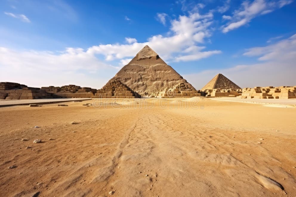 Wide Angle Shot Encompassing Multiple Pyramids Stock Photo - Image of ...
