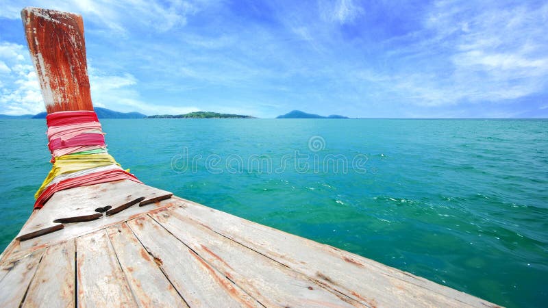 Wide Angle Shot Front View of the Longtail Boat Stock Photo - Image of ...