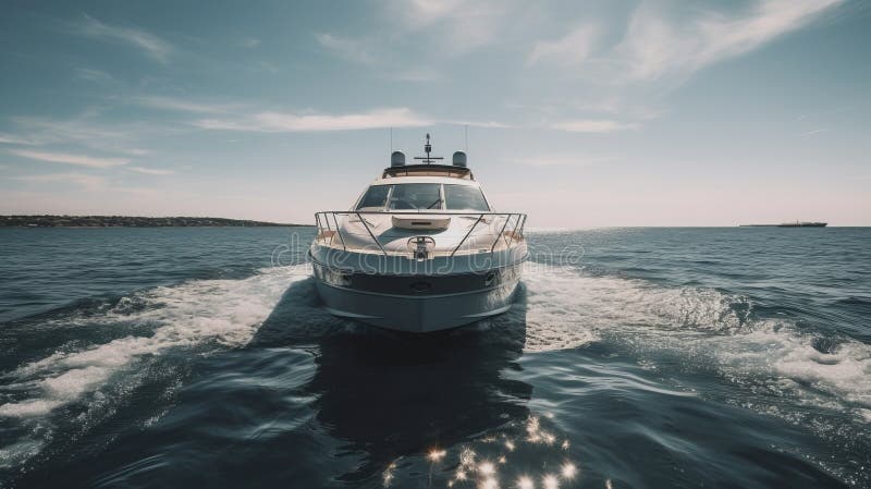 Wide Angle Shot of Front of the Yacht in Summer Time. Generative AI ...