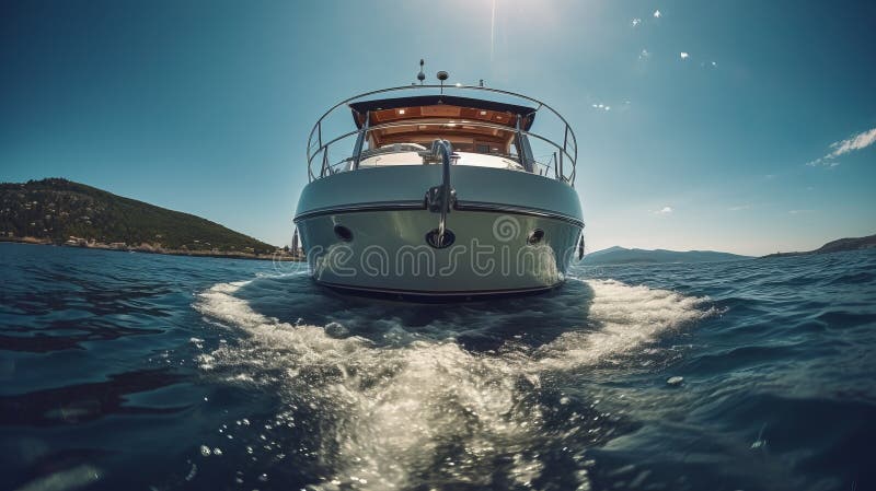 Wide Angle Shot of Front of the Yacht in Summer Time. Generative AI ...