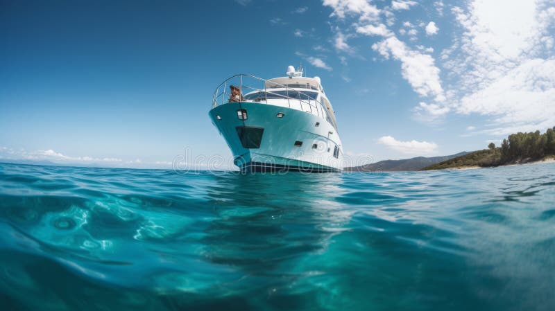 Wide Angle Shot of Front of the Yacht in Summer Time. Generative AI ...