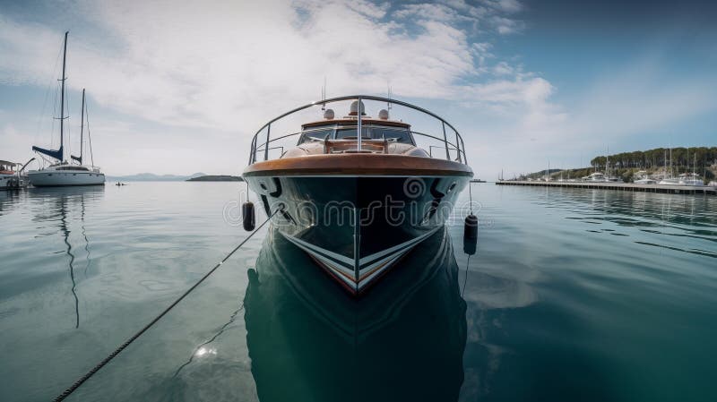 Wide Angle Shot of Front of the Yacht in Summer Time. Generative AI ...