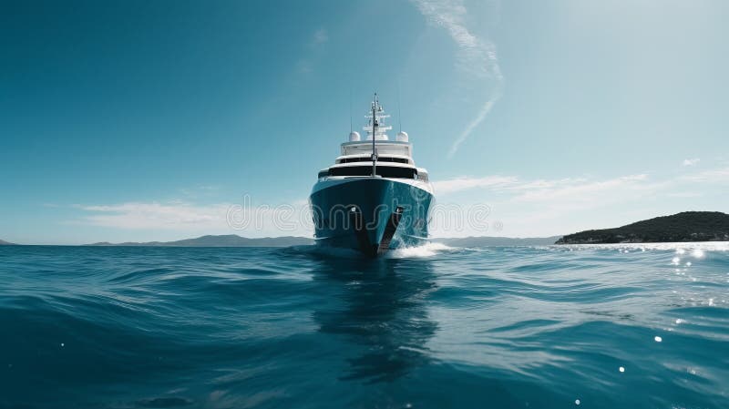 Wide Angle Shot of Front of the Yacht in Summer Time. Generative AI ...