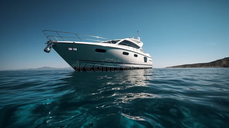 Wide Angle Shot of Front of the Yacht in Summer Time. Generative AI ...