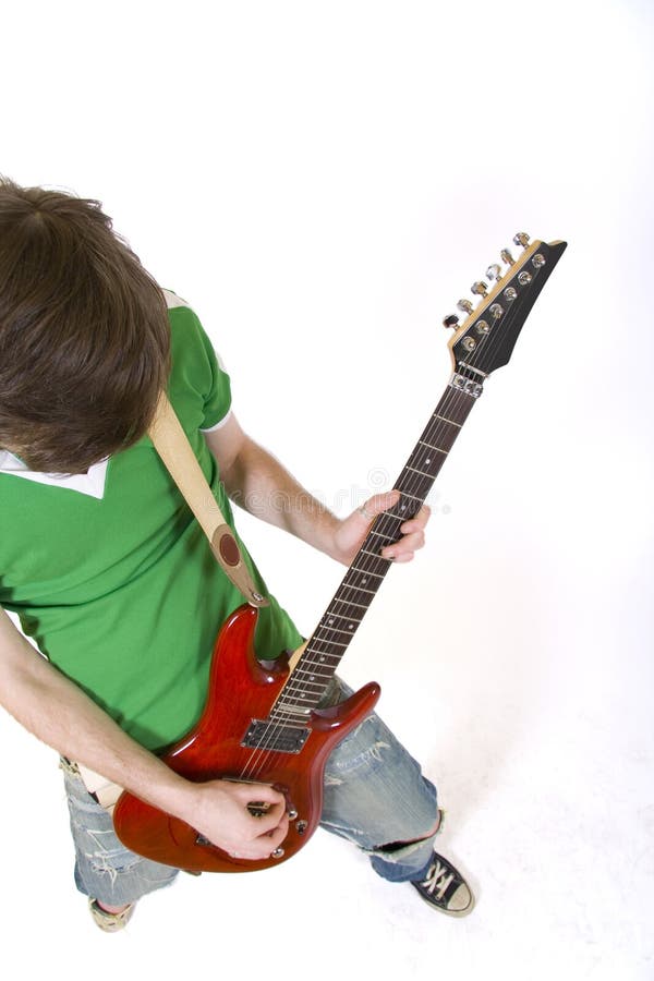 Wide Angle Shot of a Guitarist Playing Guitar Stock Photo - Image of ...