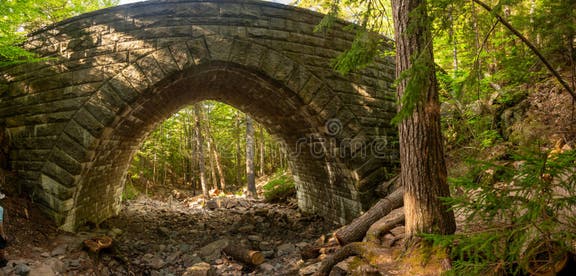 Wide Angle Shot of Hemlock Bridge in Acadia Stock Photo - Image of shot ...