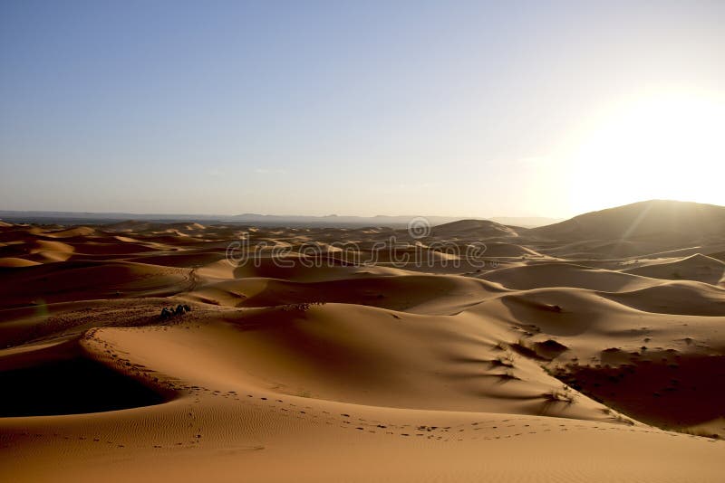 Wide Angle Shot of a Large Desert Under the Sun Stock Image - Image of ...